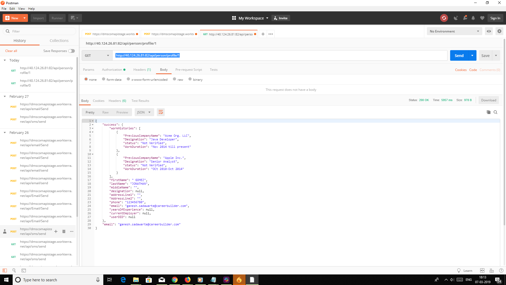[DMS-894] DMS : Get candidate profile - Workterra Jira
