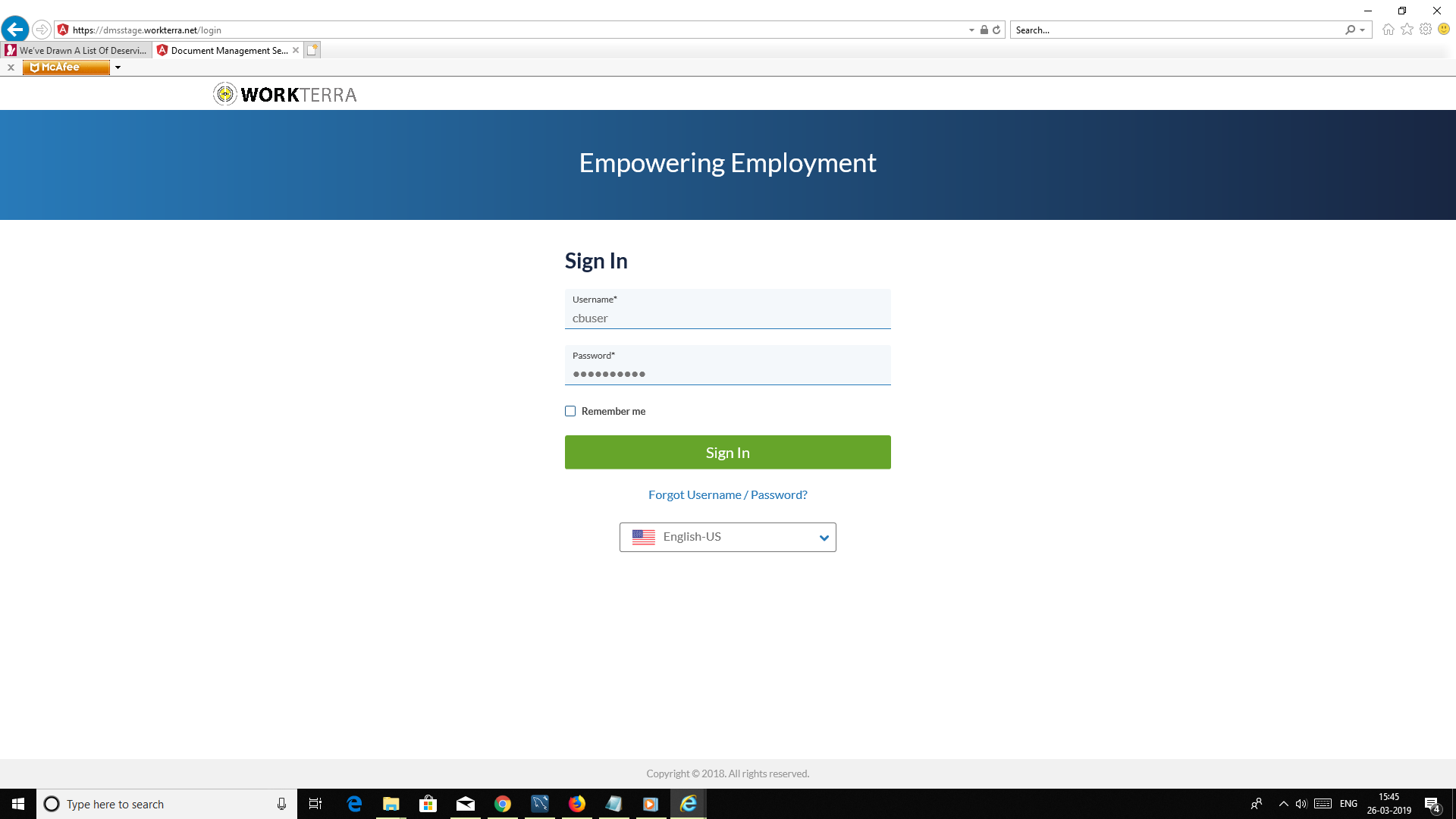 [DMS-452] Login page | Alignment issue for IE Browser - Workterra Jira
