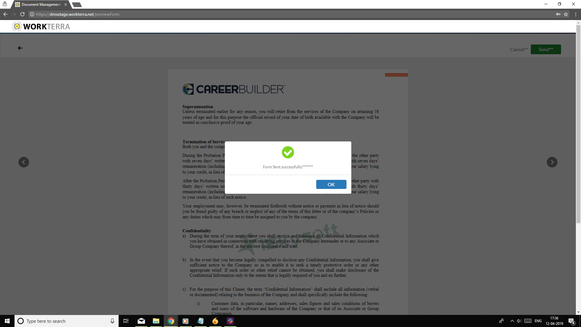 [DMS-1017] Preview | Form not sending after editing text - Workterra Jira