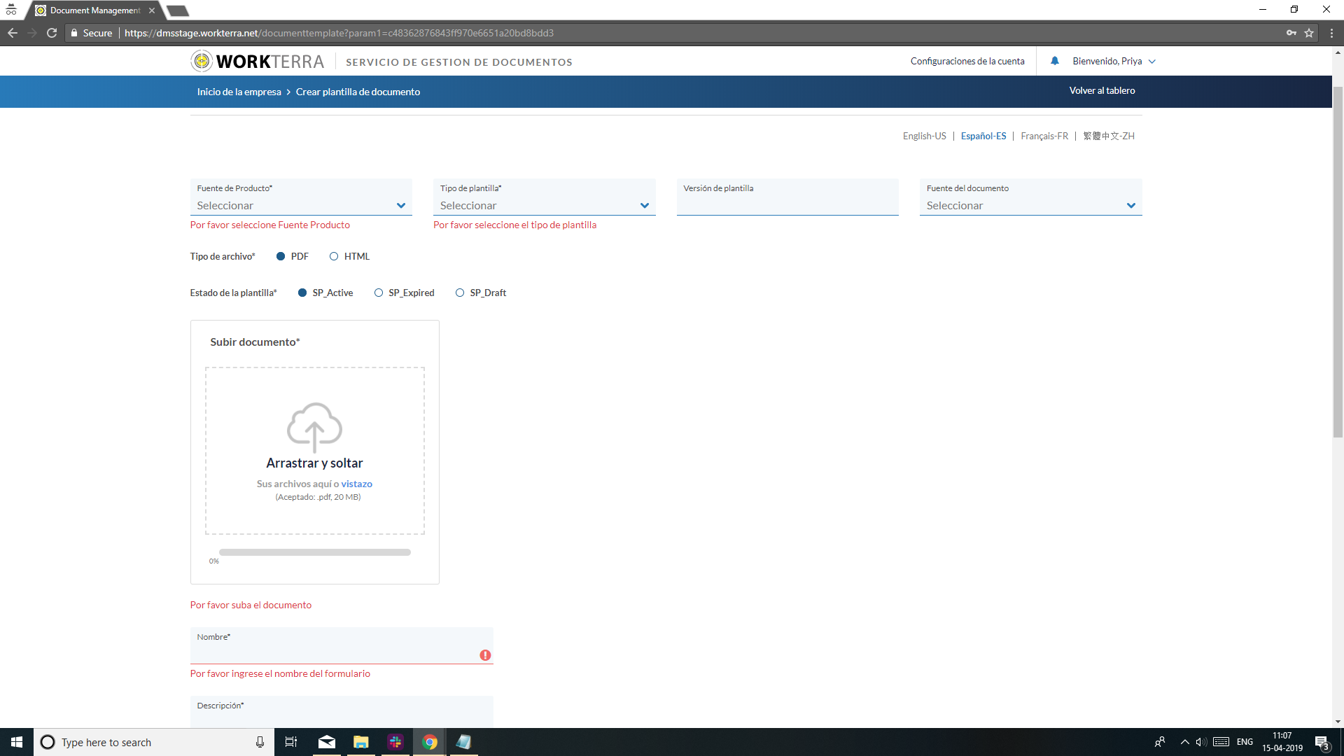 [DMS-1060] DMS | Localization | All Language | Create Template ...