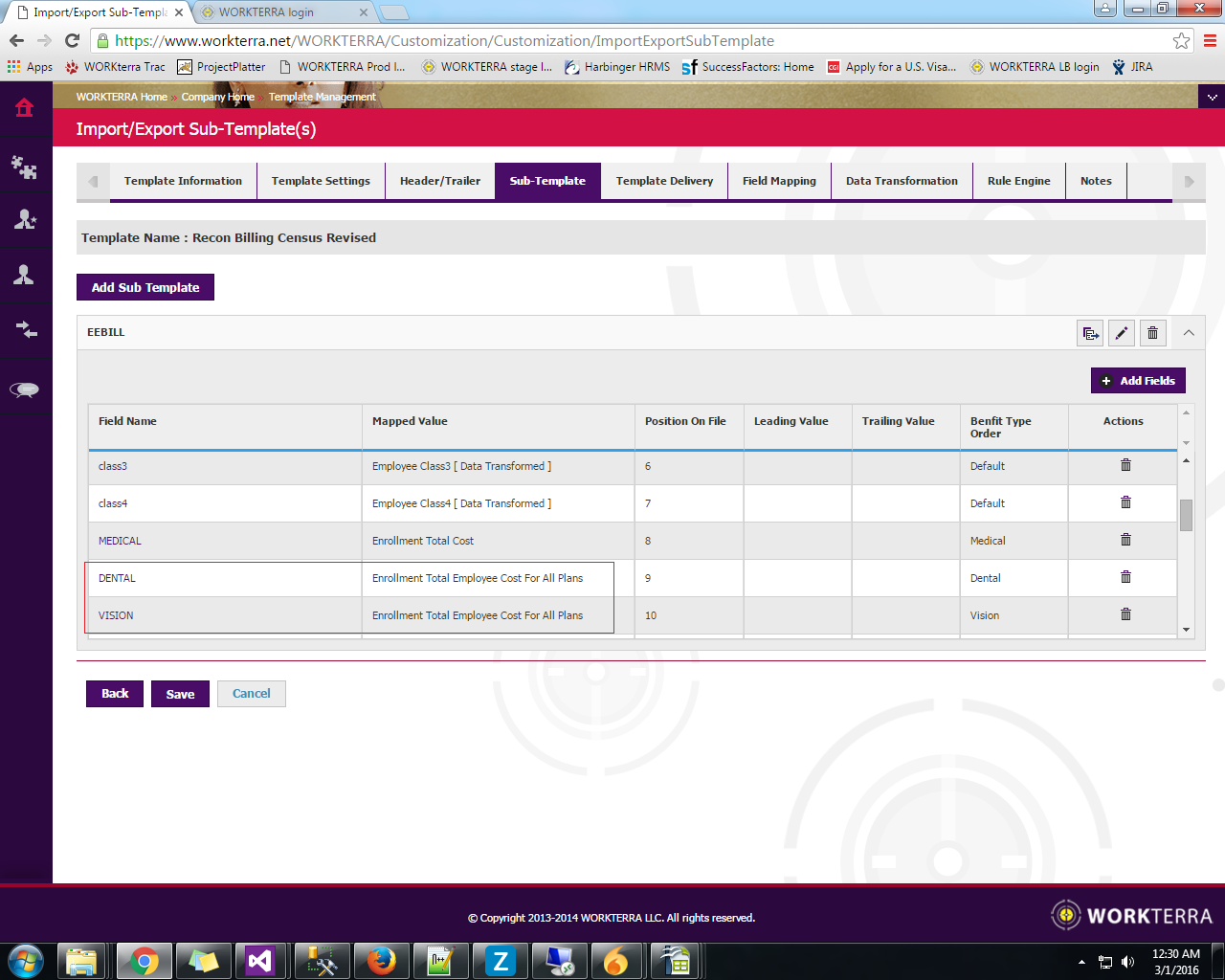 Wt 1010 Recon Billing Census Export Template Is Incorrect Workterra
