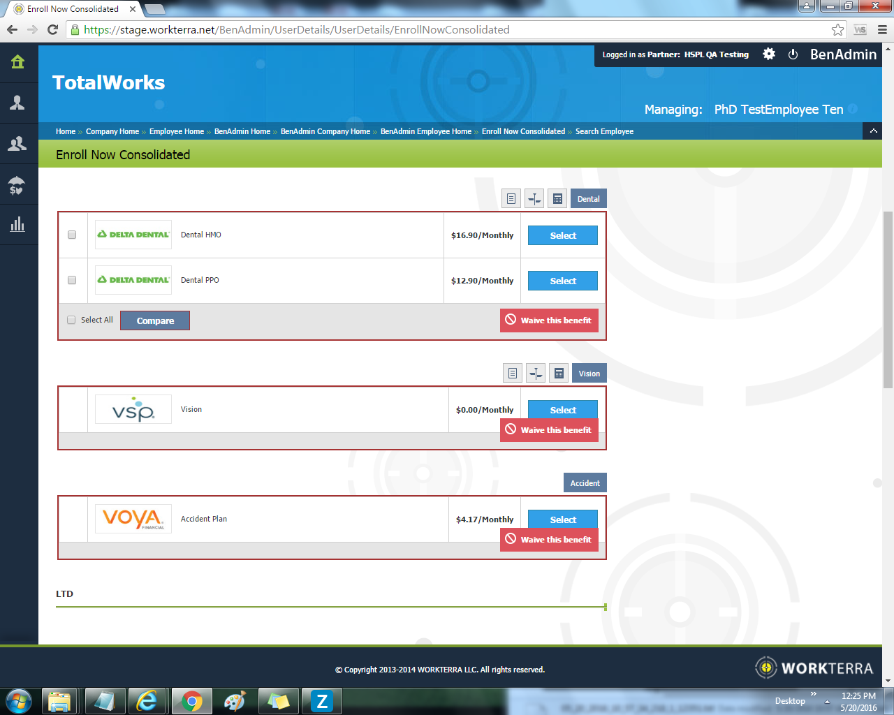 Wt 2091 Total Works Ui Issue Observed With Waive This Benefit Buttons On Select Your Plans