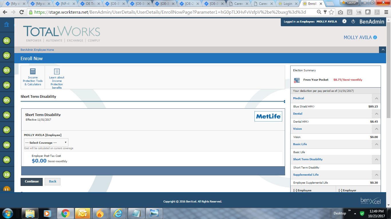 [NF-4904] Totalworks -Employee login - Enroll now - not able to update ...