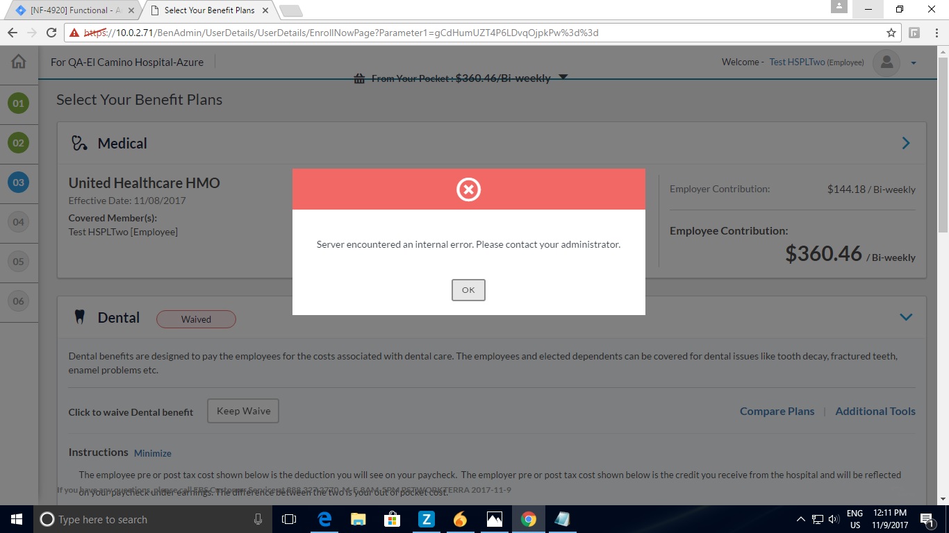 [NF-4997] Server error populate after PCP information - Workterra Jira