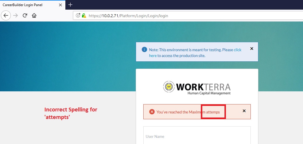 [WB-992] MFA : Incorrect spellings in Email Body and system messages. - Workterra Jira