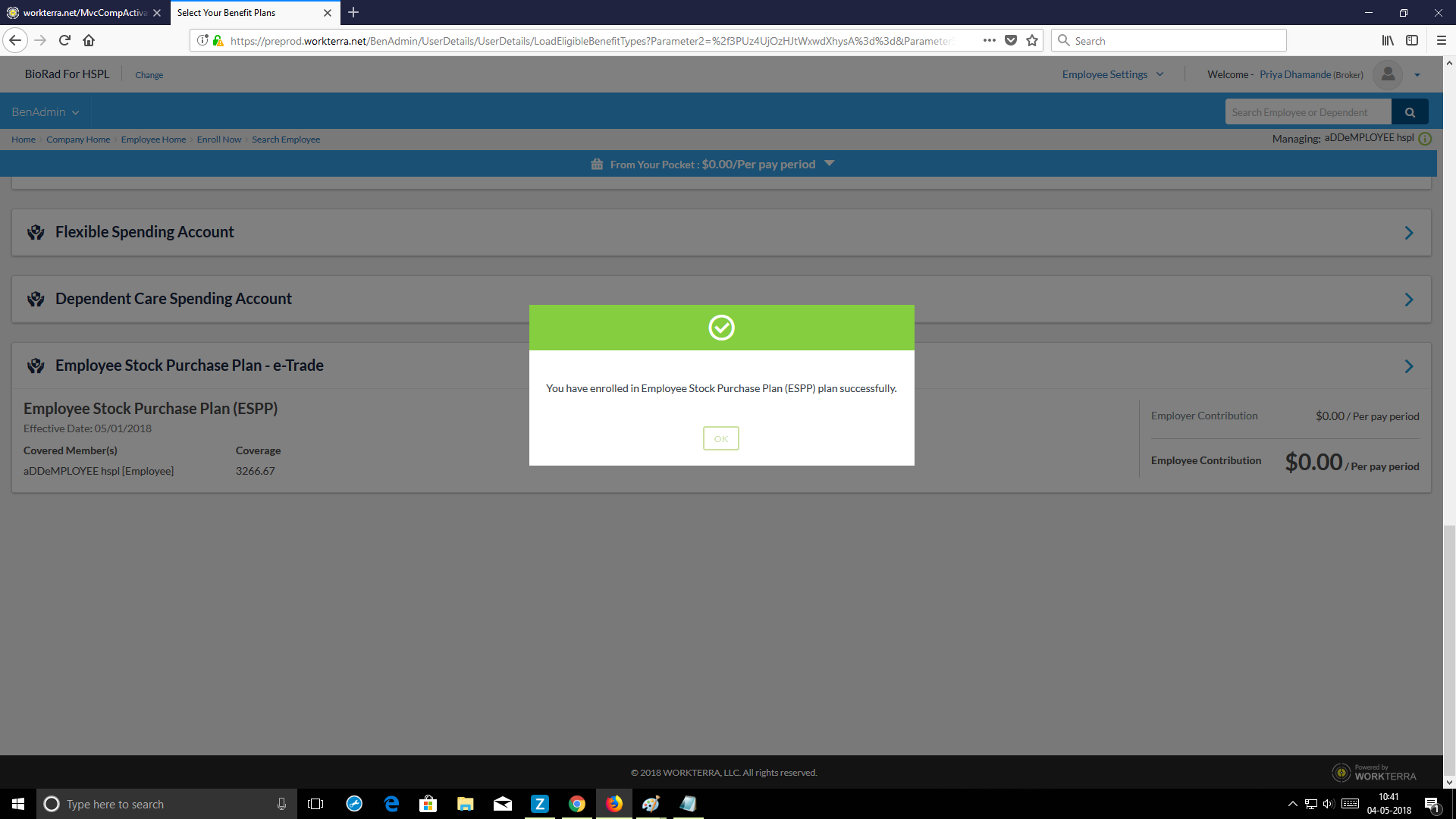 [WT-12650] Error on enrollment screen for plan E-Trade - Workterra Jira